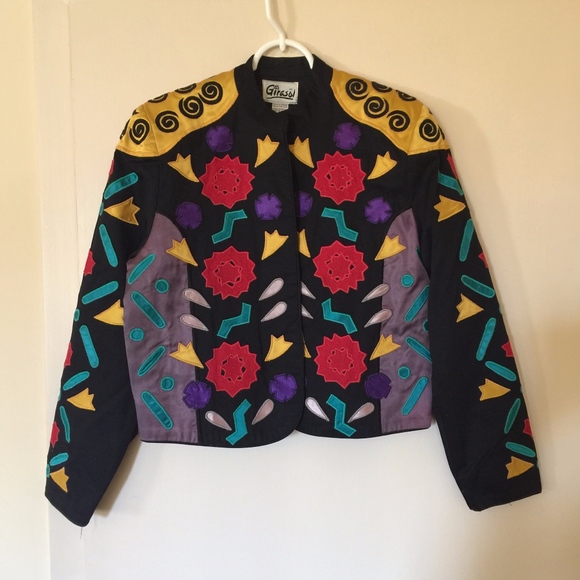 Vintage | Jackets & Coats | Vintage Colorful Patterned Artistic Jacket ...